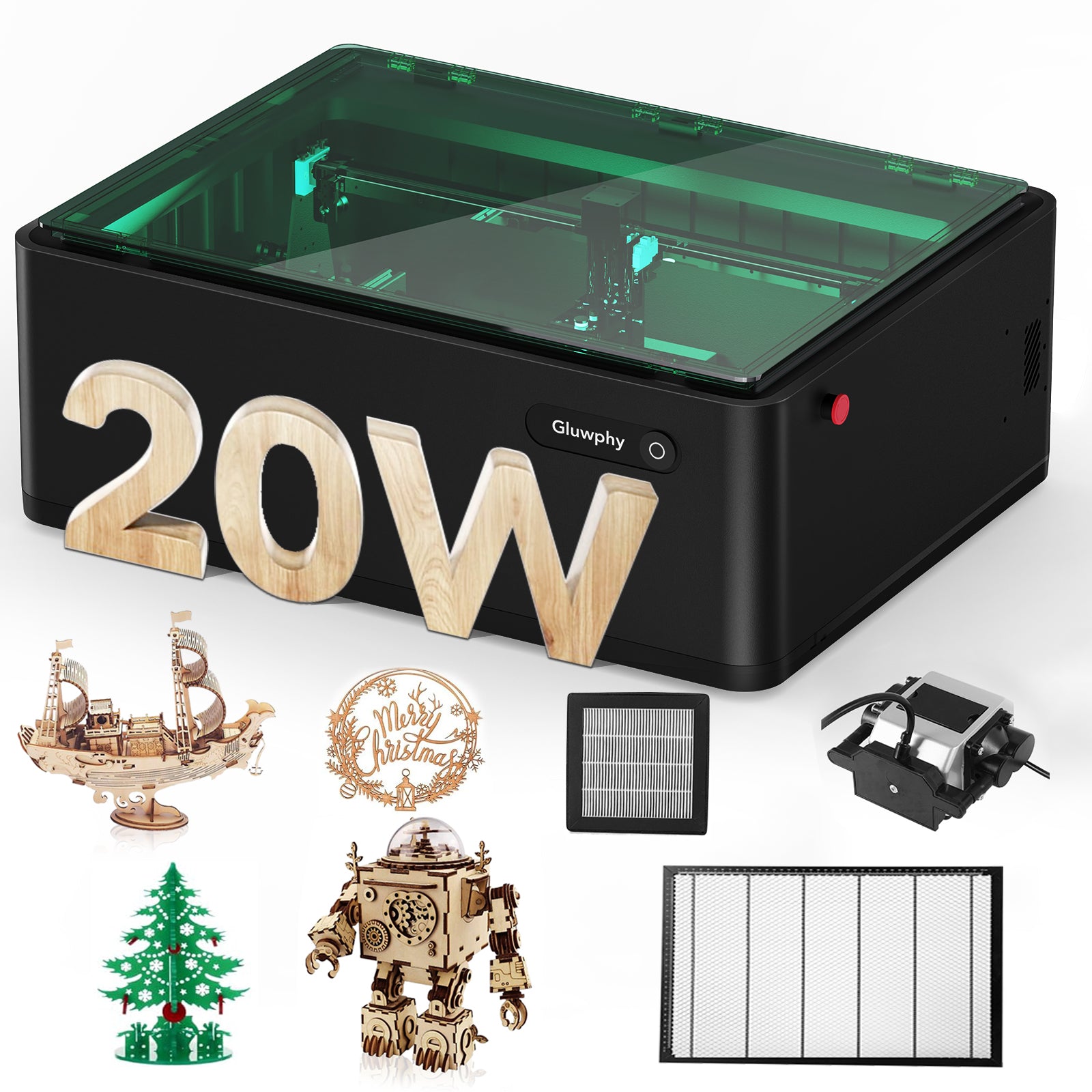 Gluwphuy Enclosure Laser Engraver, Class 1 Laser Engraver and Cutter ...